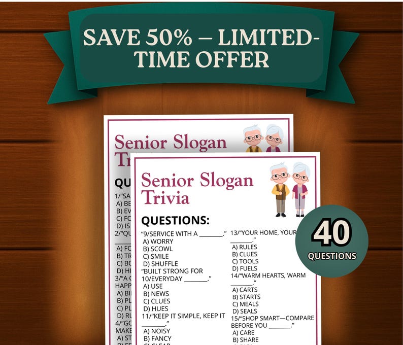 Senior Slogan Trivia Game Printable | Finish the Slogan Quiz for ...