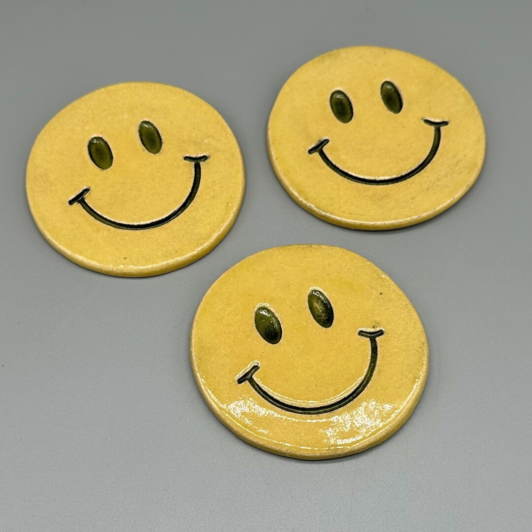 Acid House Smiley Face Coaster Handmade Pottery Clay Ceramic - Etsy