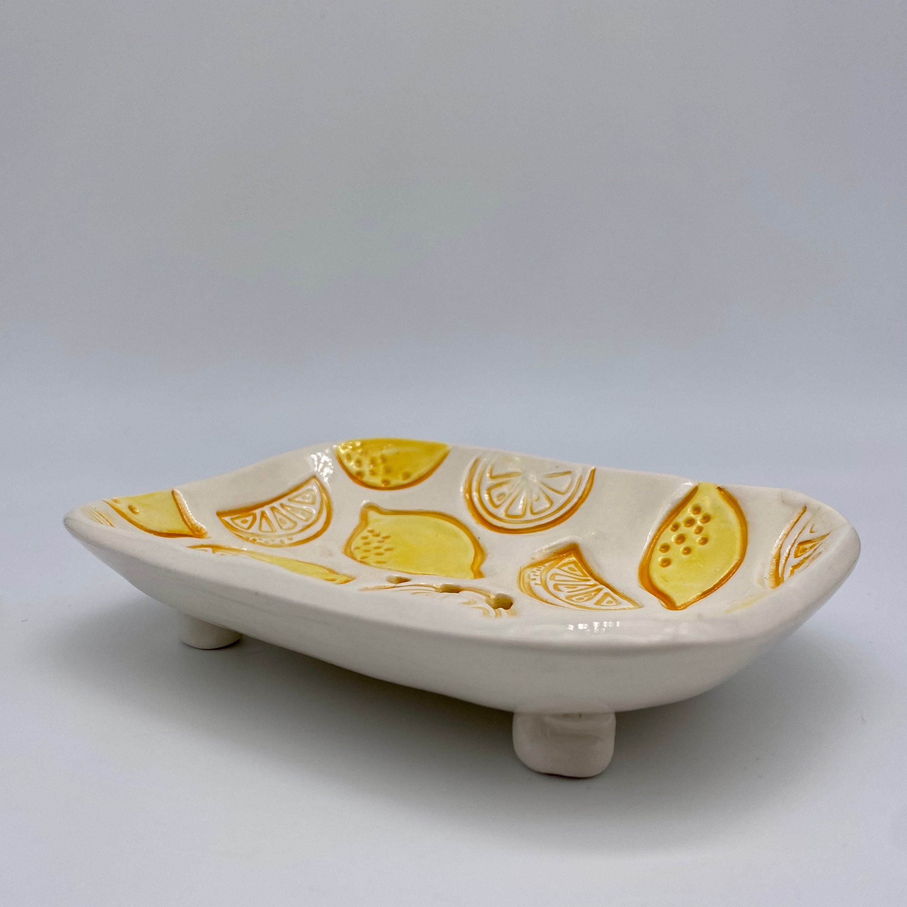 Lemon Handmade Pottery Ceramic Soap Dish Sponge Tray Fruit - Etsy UK