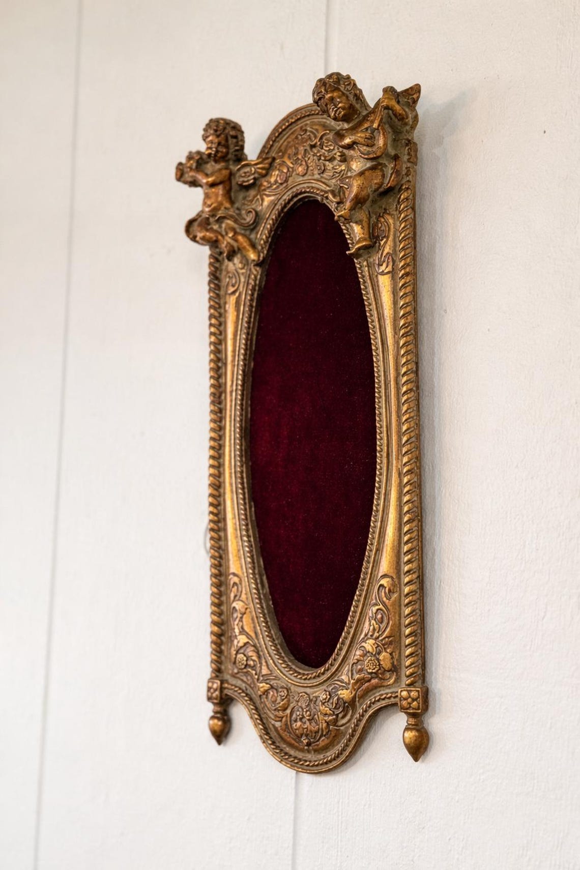 Antique Italian Red Velvet Frame | Ornate Gold Wall Decor | Vintage ...