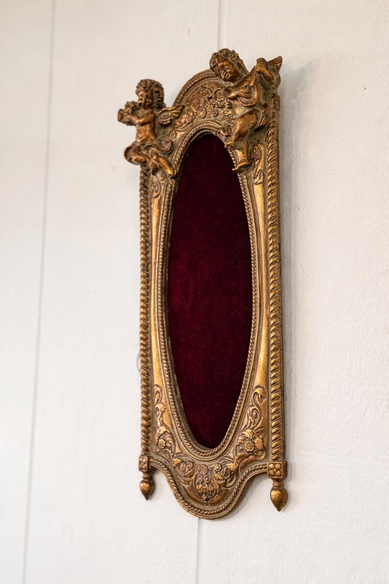Antique Italian Red Velvet Frame | Ornate Gold Wall Decor | Vintage ...