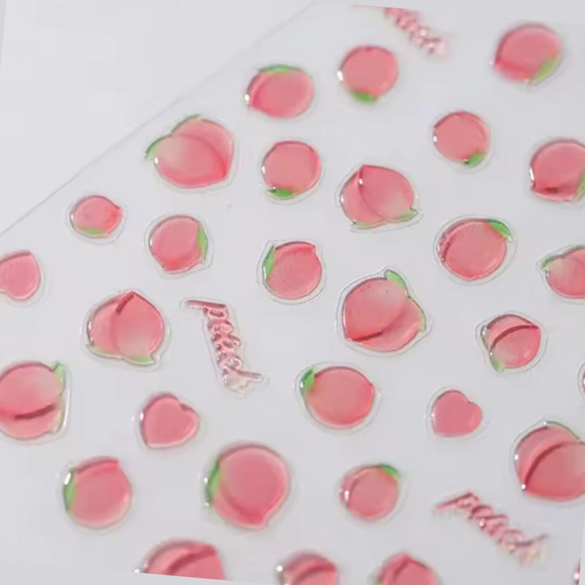 3D Peach Nail Art Stickers, Cute Fruit Nail Decals for Summer, Glossy ...
