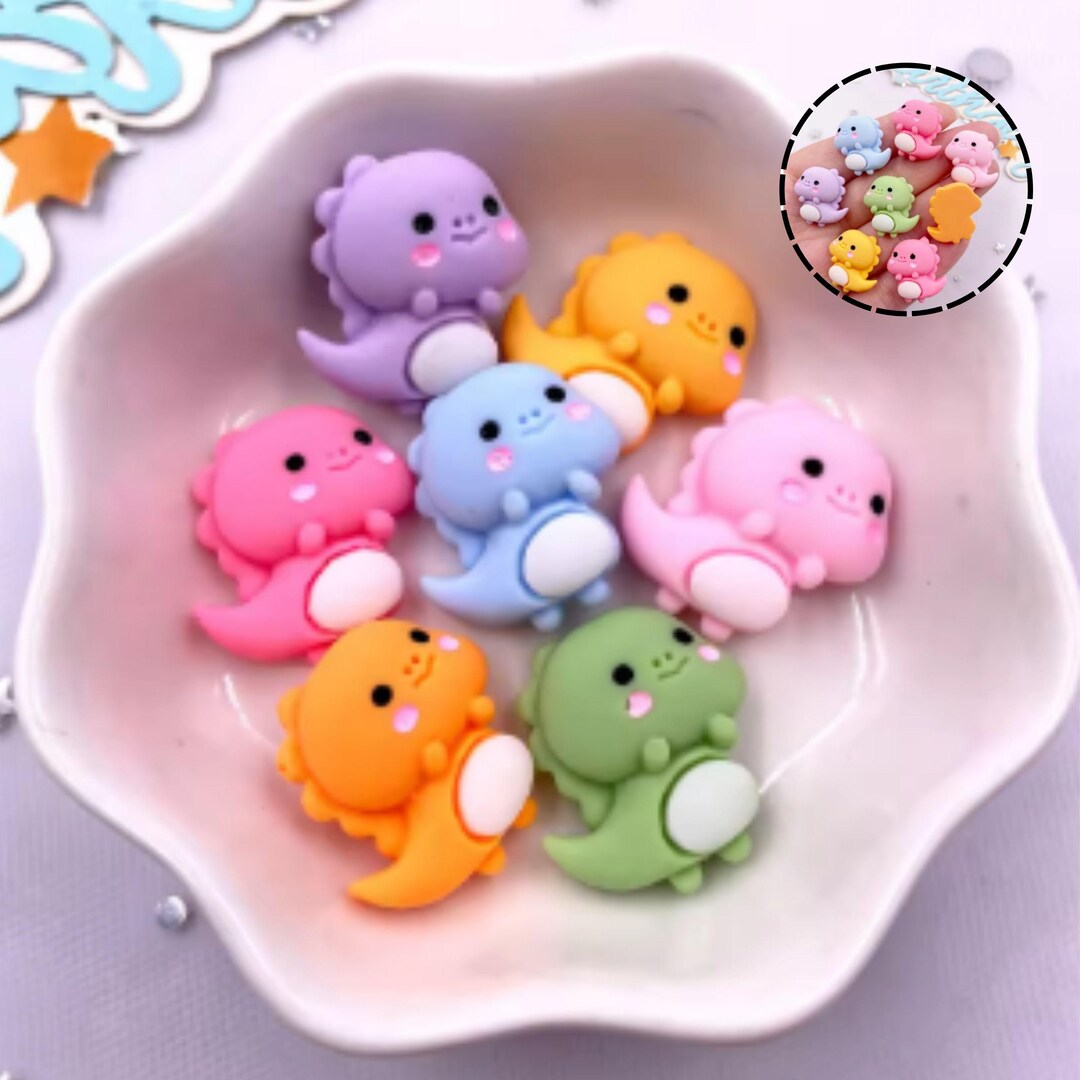 20pcs 3D Mixed Colorful Mini Dinosaur Baby Resin Cabochon, Flatback ...