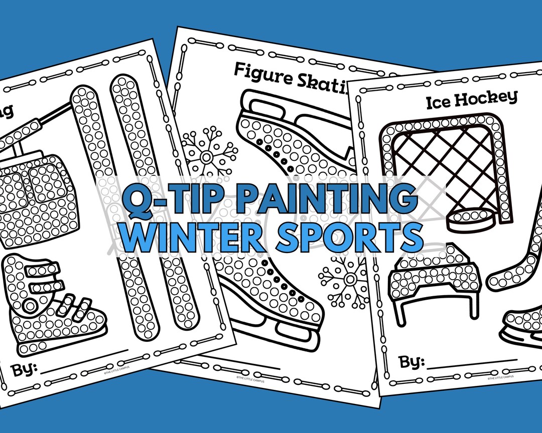 Winter Sports Q-tip Painting | Fine Motor Worksheets for Preschool ...