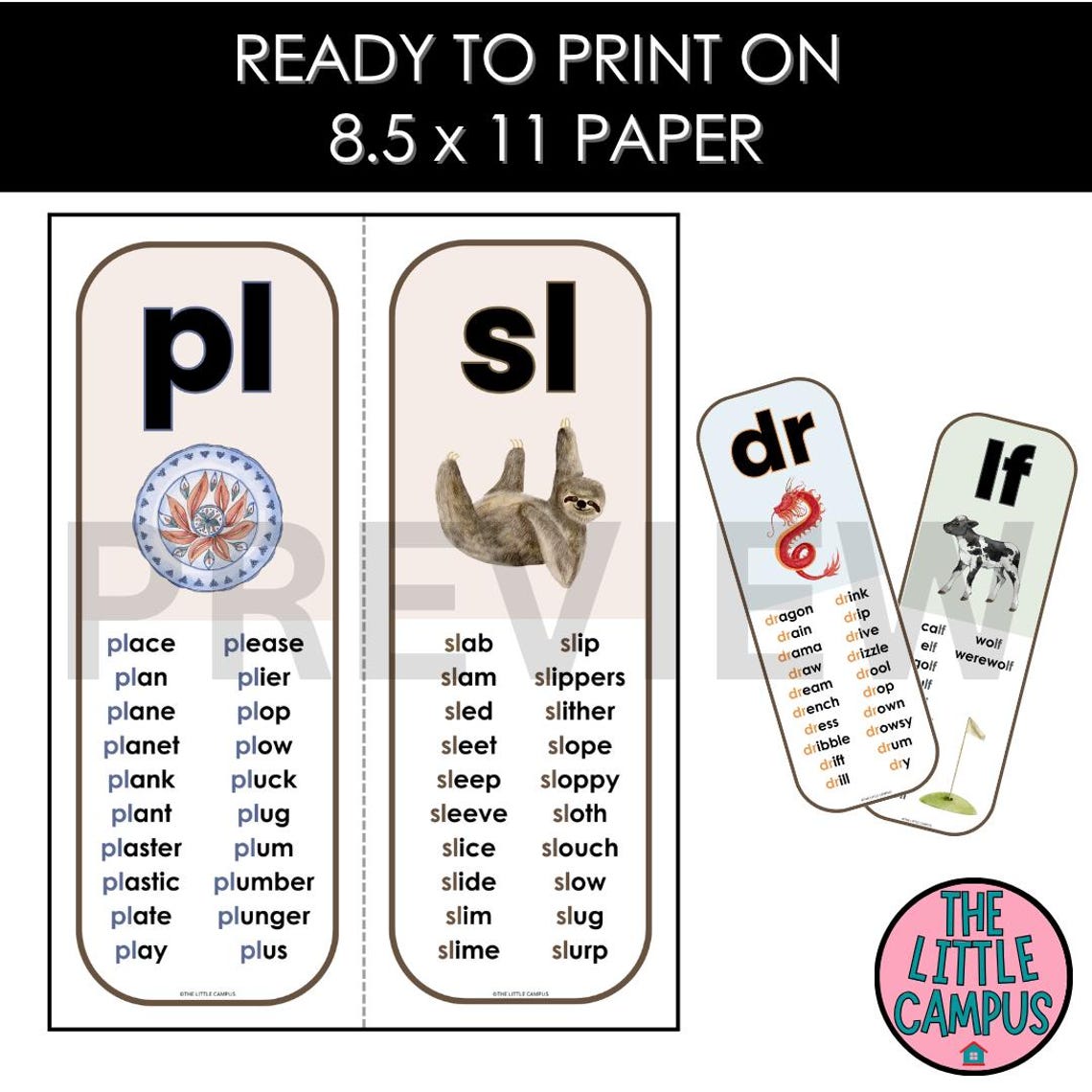 Consonant Initial and Ending Blends | Phonics Word Cards - Etsy