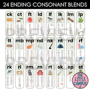 Consonant Initial and Ending Blends | Phonics Word Cards - Etsy