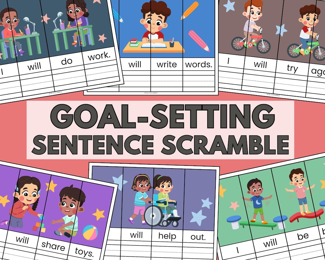 Kindergarten Literacy | Sentence Building Puzzles | Goal Setting ...