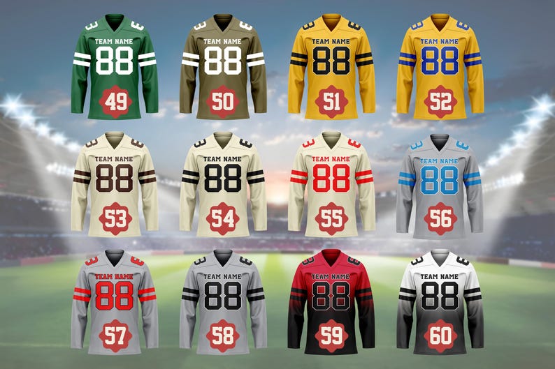 Custom Long Sleeve Sports Jersey, Personalized Team Name Number Logo ...