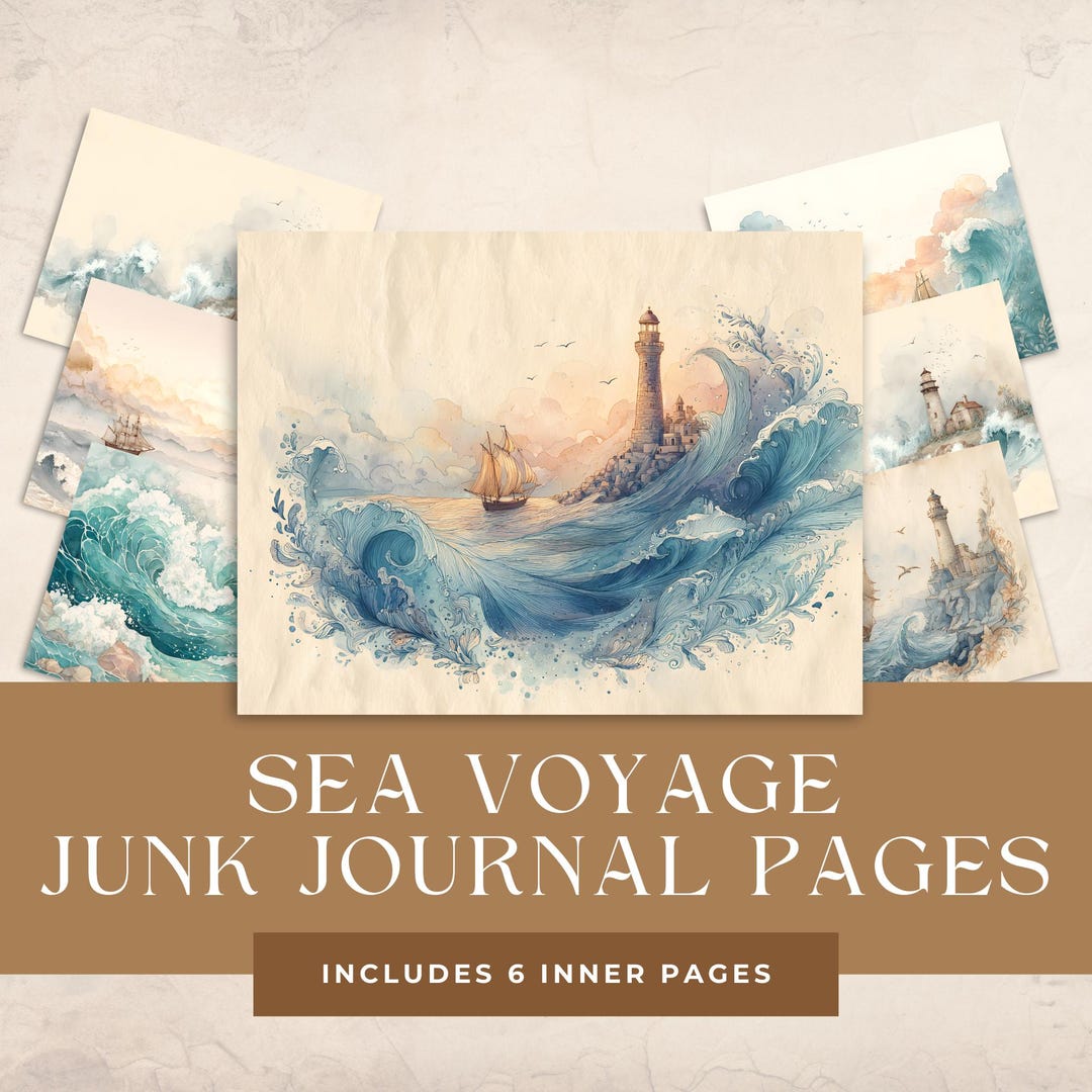 Vintage Nautical Junk Journal Pages: Sea Voyage Printable (digital ...