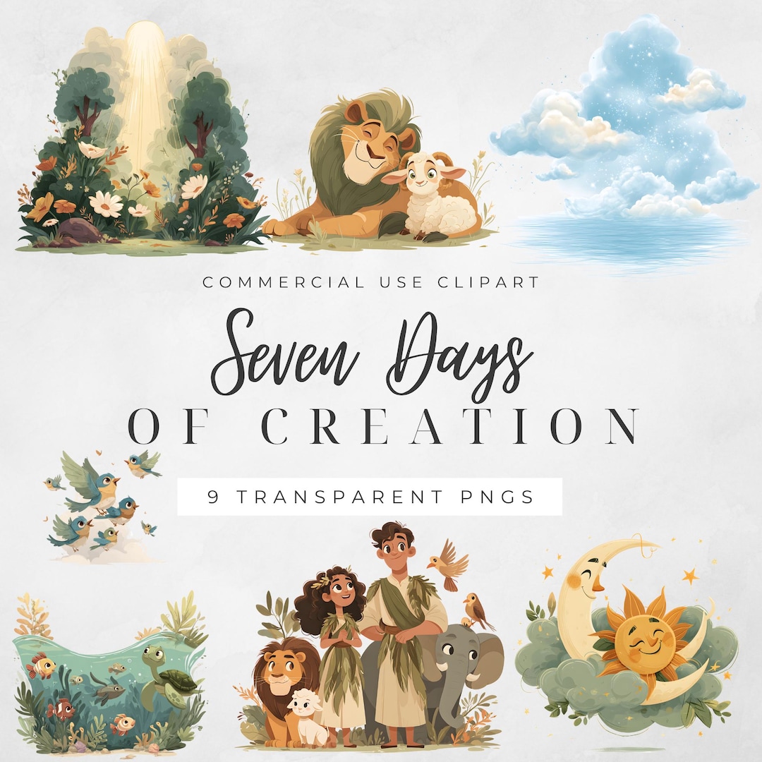 Days of Creation Clipart: Watercolor Bible Story Graphics (digital ...