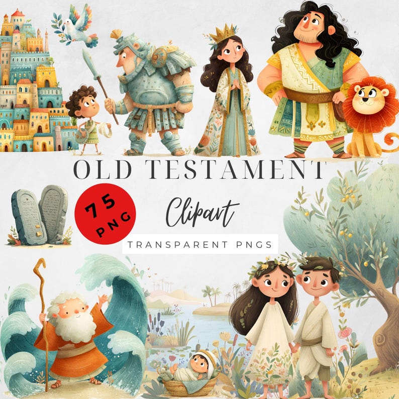 Old Testament Clipart, Bible Characters Clipart, Kid's Watercolor Bible ...
