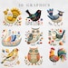 Folk Art Bird Clipart: Colorful Watercolor PNG, Digital Download for ...