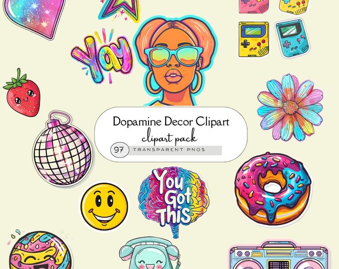 Nostalgic 90s Clipart, Watercolor 90s Elements Bundle, Nineties ...