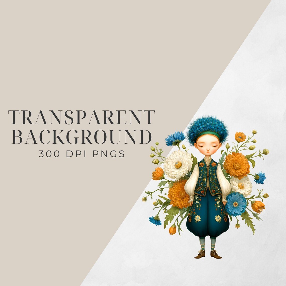 Peculiar People Clipart, Whimsical Watercolor Flower Characters, Unique ...