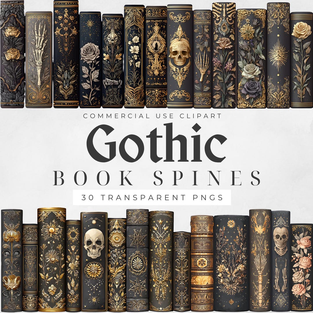 Book Spine Clipart, Gothic Vintage Spines, Digital Download for ...