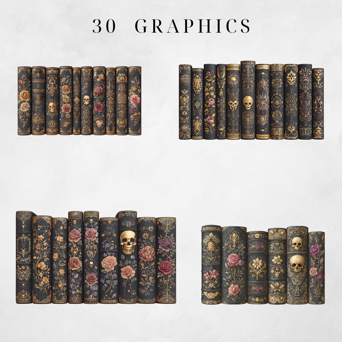 Book Spine Clipart, Gothic Vintage Spines, Digital Download for ...