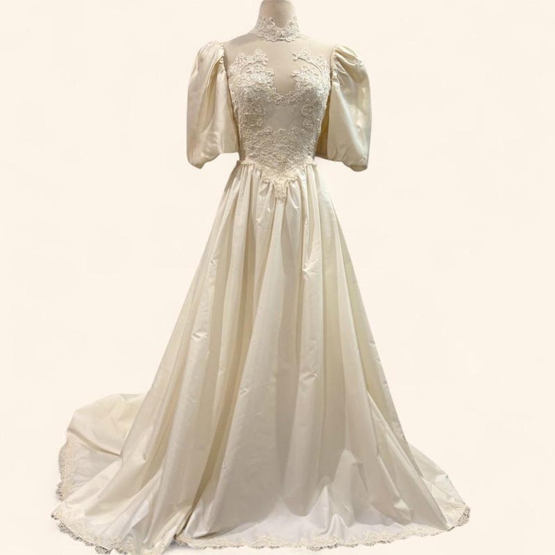Ivory Satin Vintage Gown - Etsy