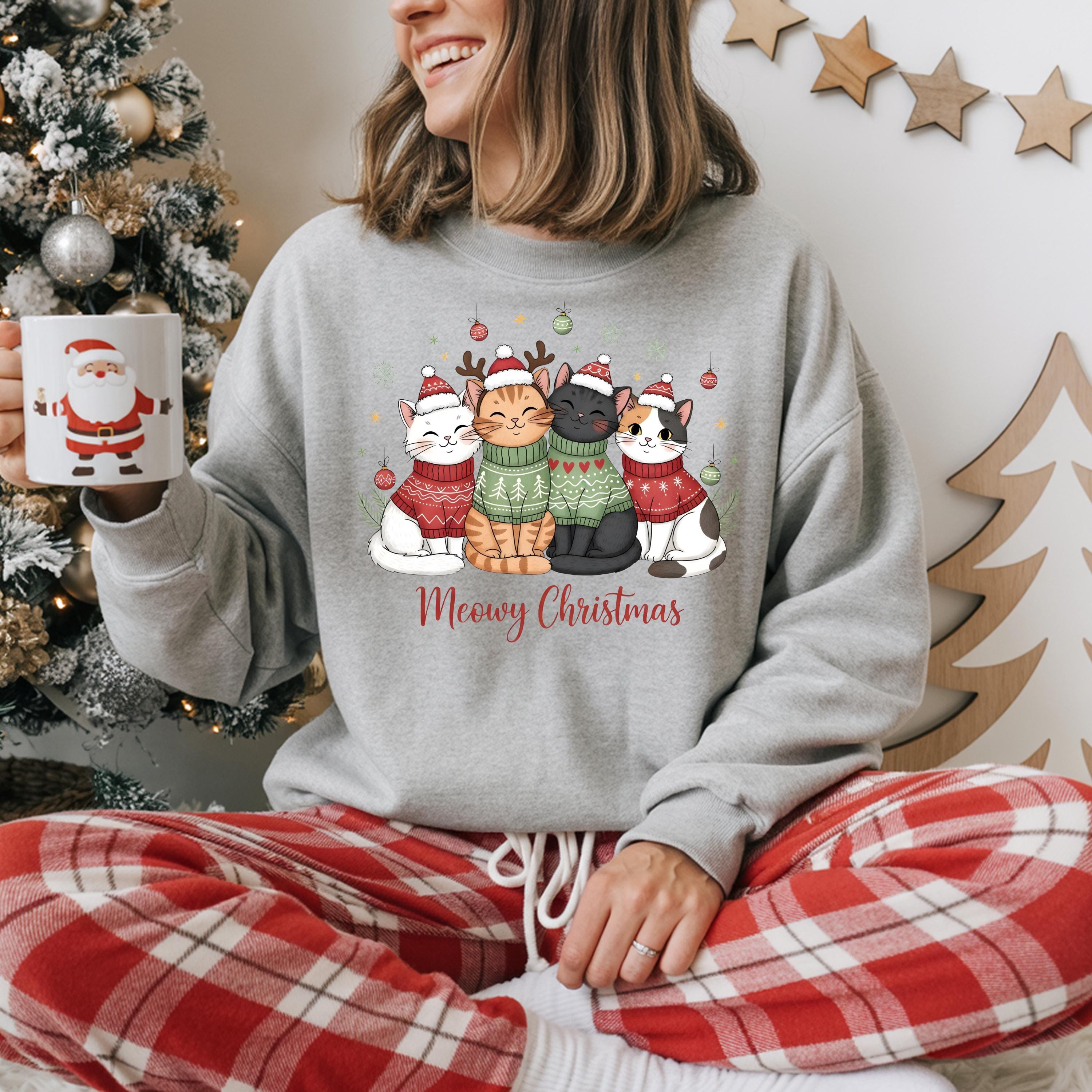 Meowy Christmas Cats PNG SVG | Cute Christmas Cat Clipart | Holiday Pet ...
