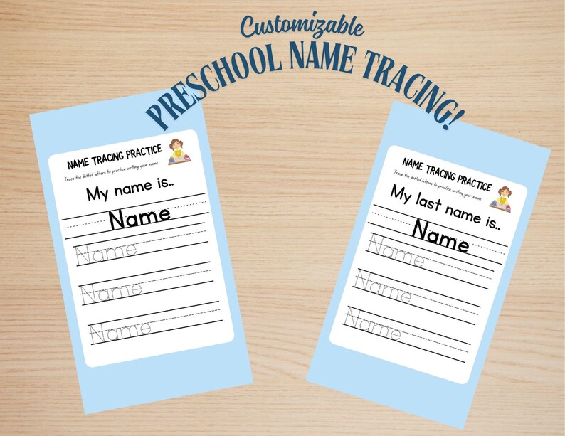 Customizable Preschool Name Worksheet - Etsy
