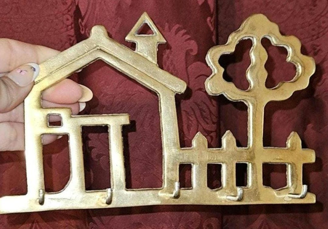 Vintage Solid Brass House Key Holder Cottage Farmhouse Wall Rack - Etsy
