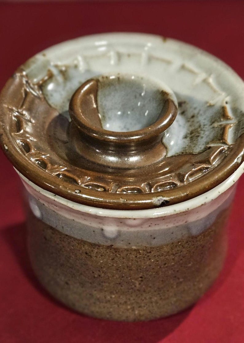 Vintage Studio Pottery Lidded Jar Artist Signed 3” Handmade Stoneware ...