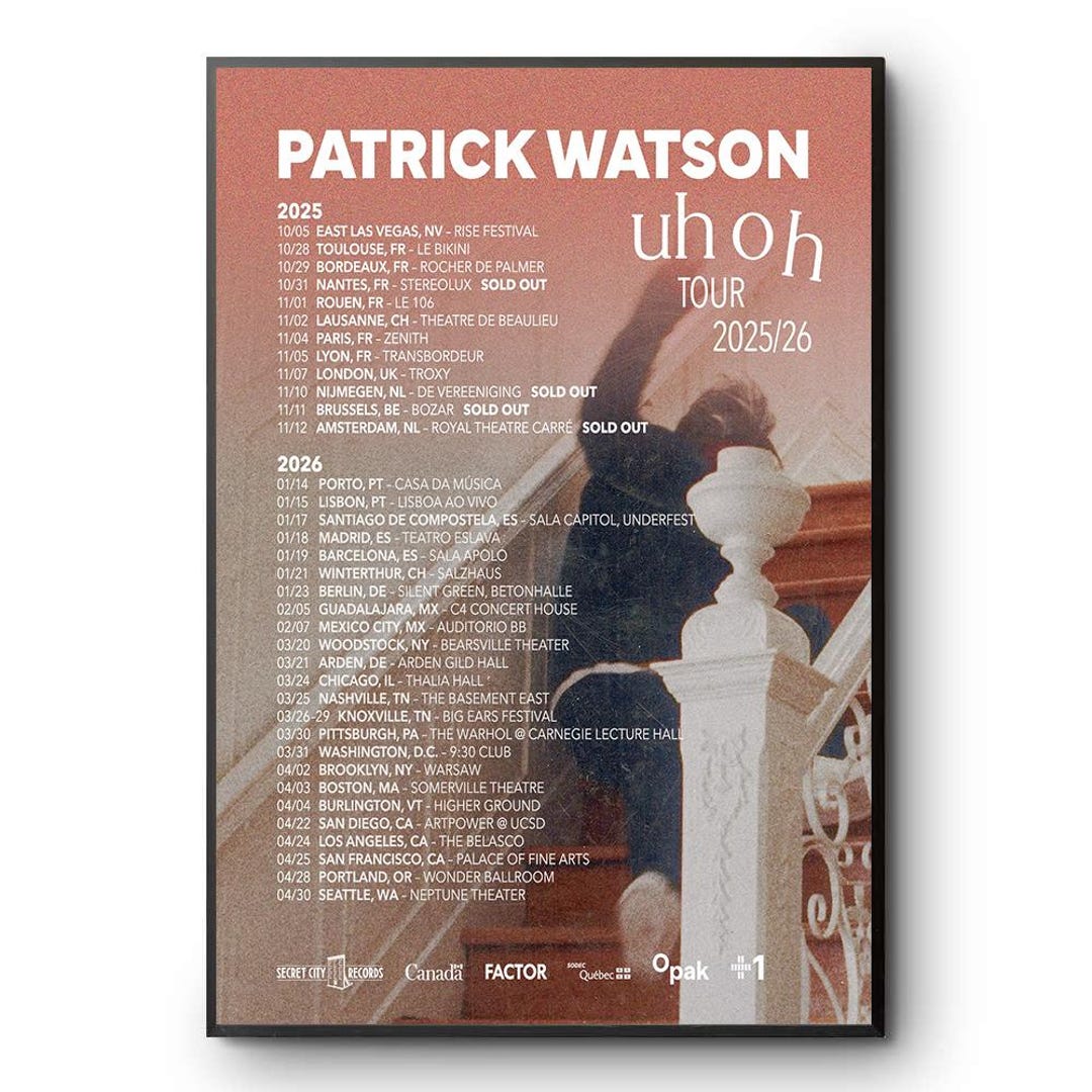 PATRICK WATSON Uh Oh Tour 2025-26 Poster Print Indie Folk Music Art - Etsy