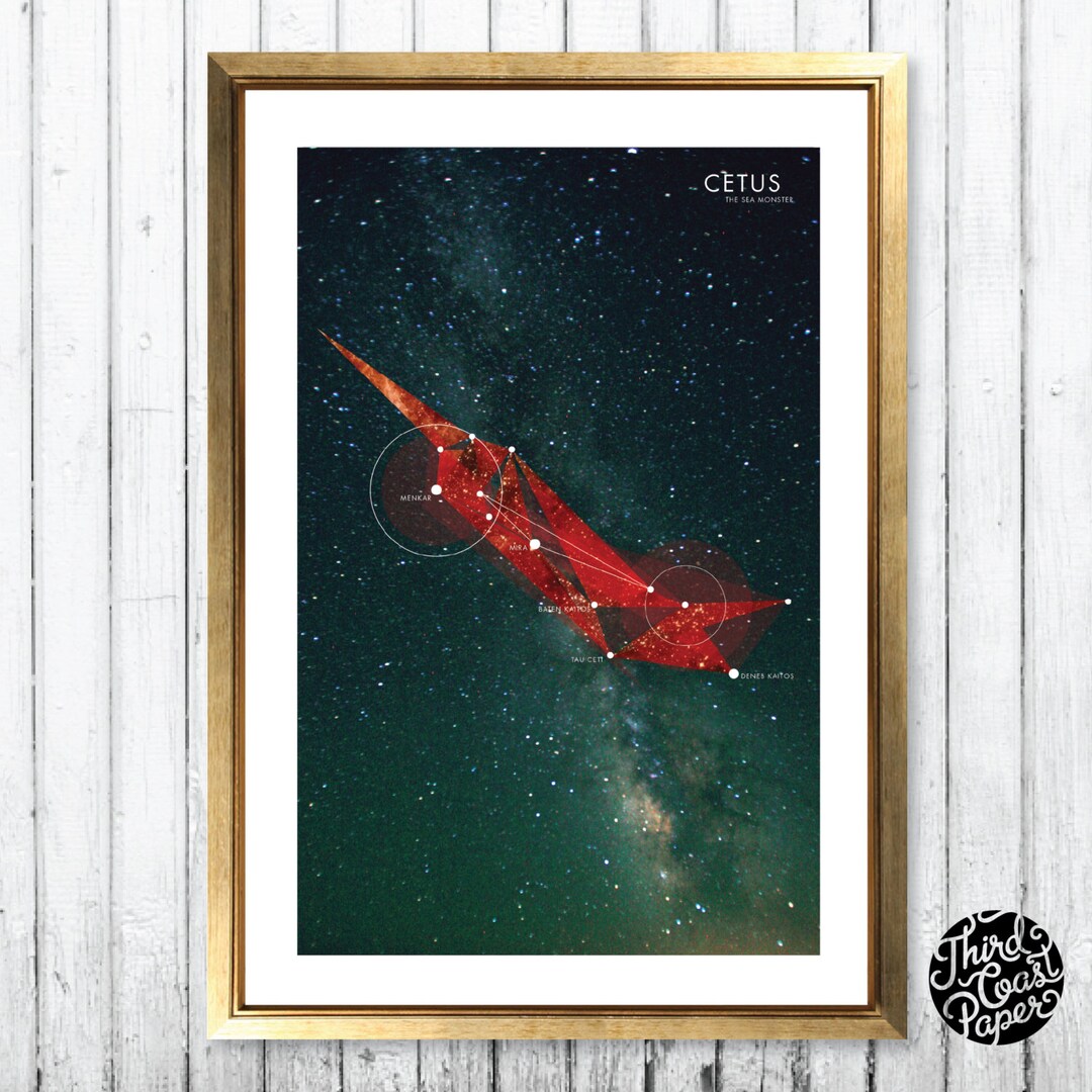 Cetus Constellation Map Print (11x17) - Etsy