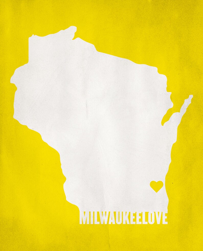 Milwaukee Love Wisconsin Textured Two-color Print 8x10 - Etsy
