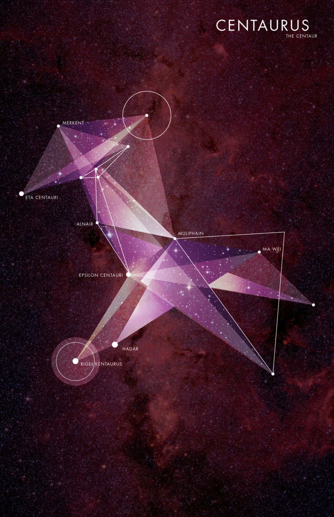 Centaurus Constellation Map Print 11x17 | Etsy