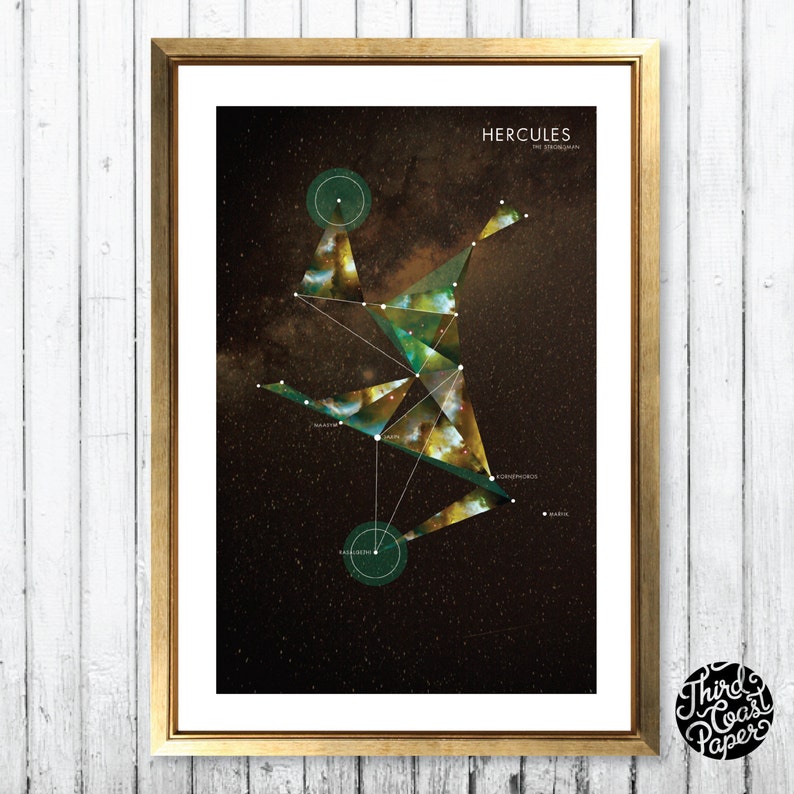 Hercules Constellation Map Print 11x17 - Etsy