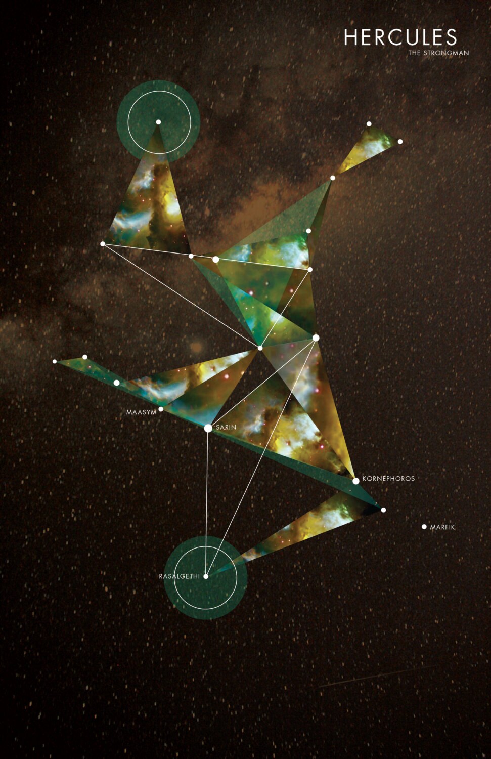 Hercules Constellation Map Print 11x17 | Etsy