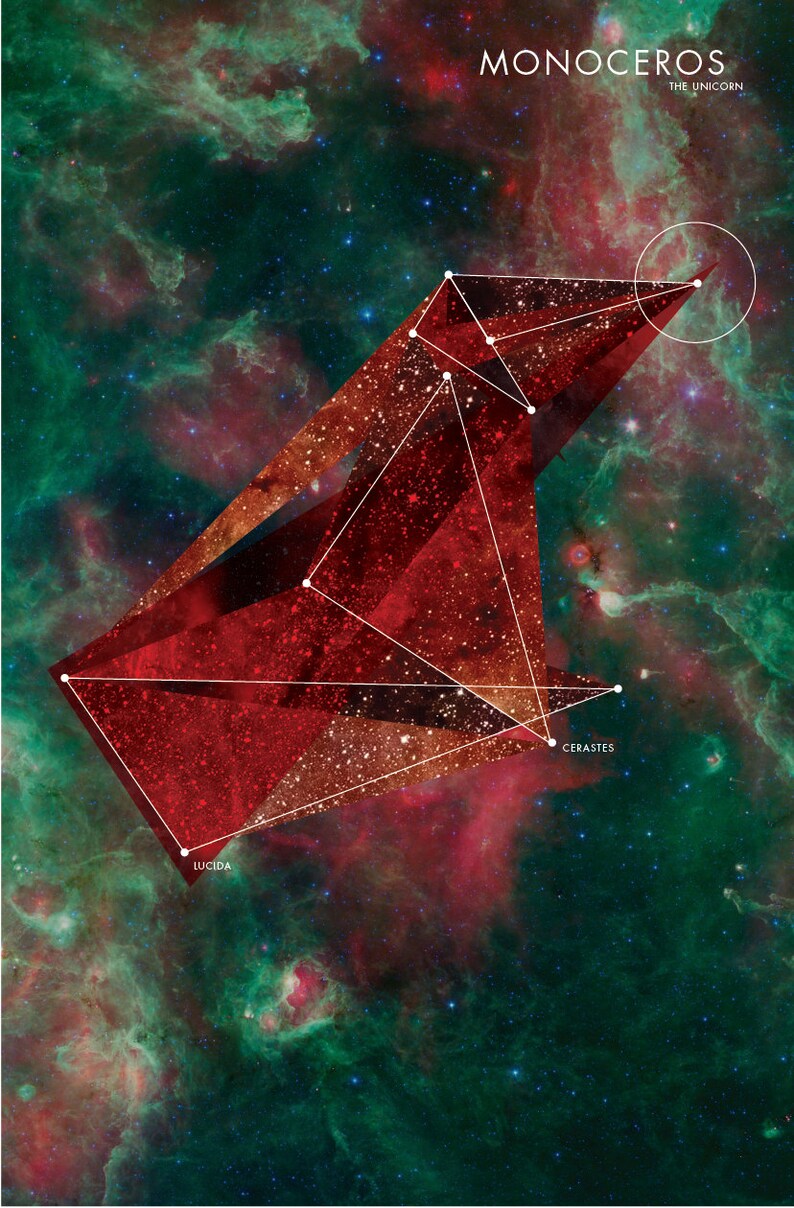 Monoceros Constellation Map Print 11x17 - Etsy