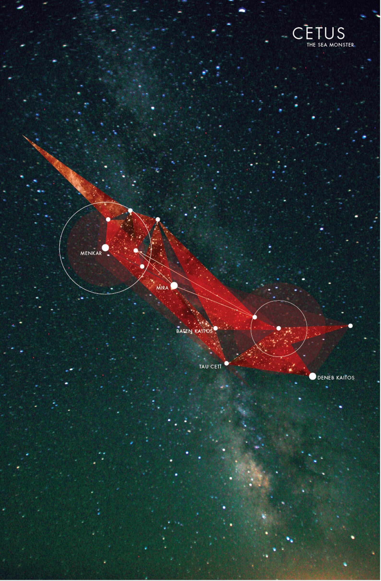 Cetus Constellation Map Print 11x17 | Etsy