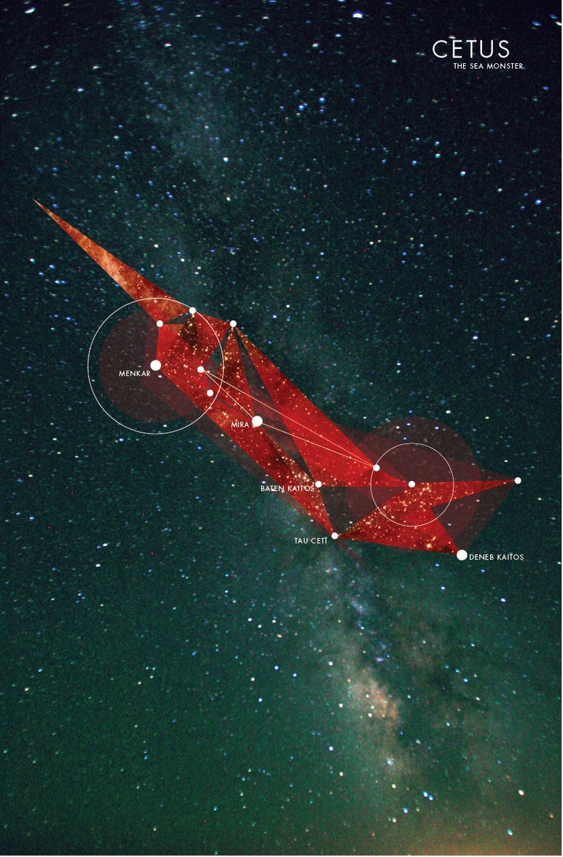 Cetus Constellation Map Print 11x17 | Etsy