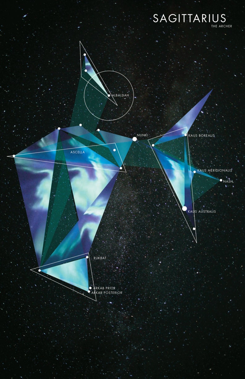 Sagittarius Constellation Map Print 11x17 - Etsy