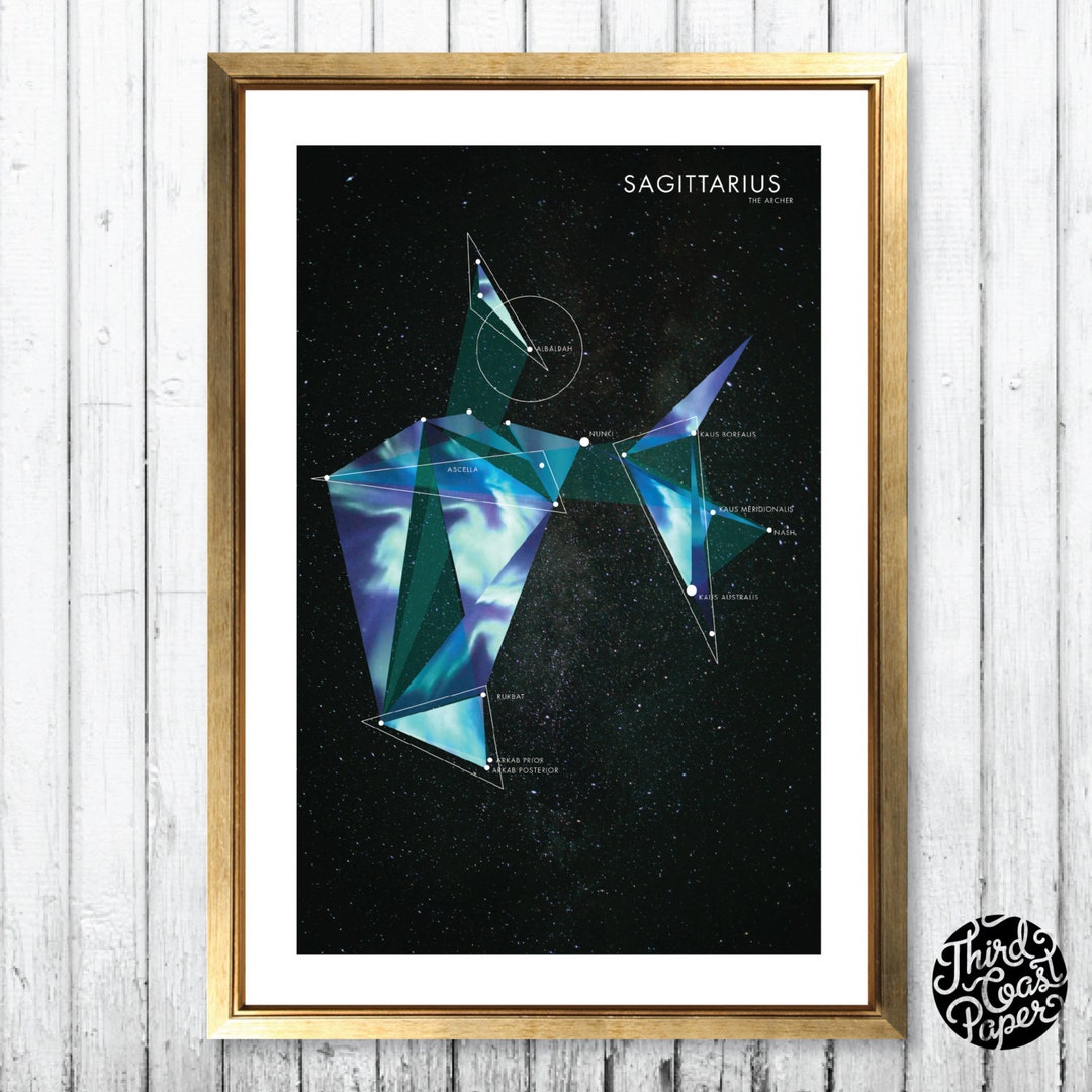 Sagittarius Constellation Map Print (11x17) - Etsy