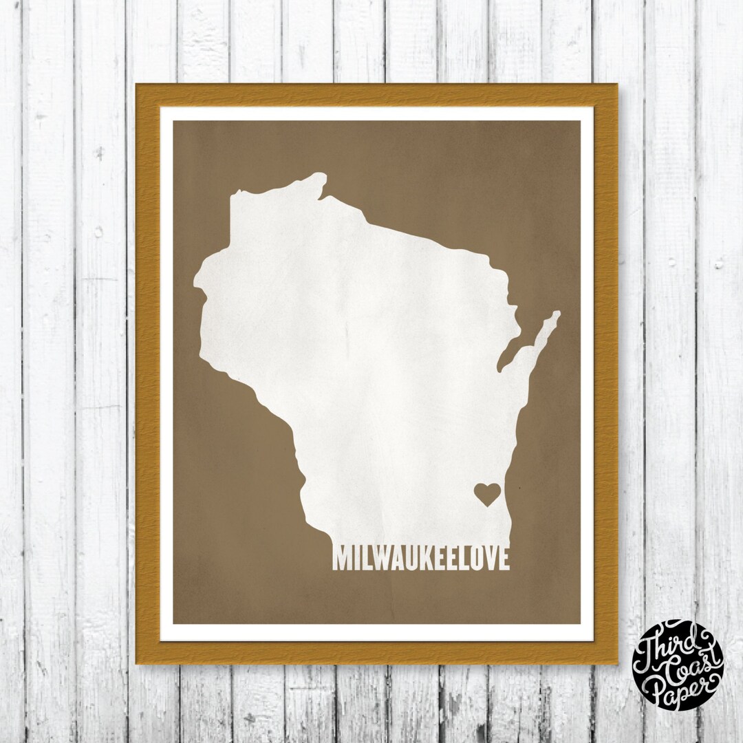 Milwaukee Love Wisconsin Textured Two-color Print (8x10) - Etsy