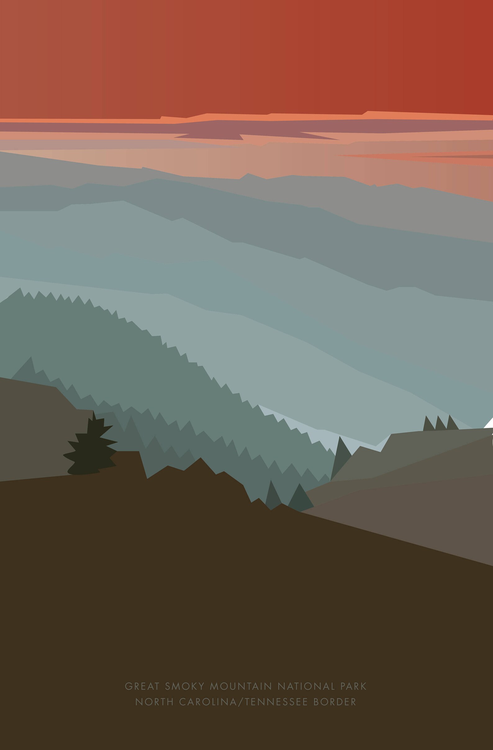 Smoky Mountain National Park // Geometric Illustration Art | Etsy