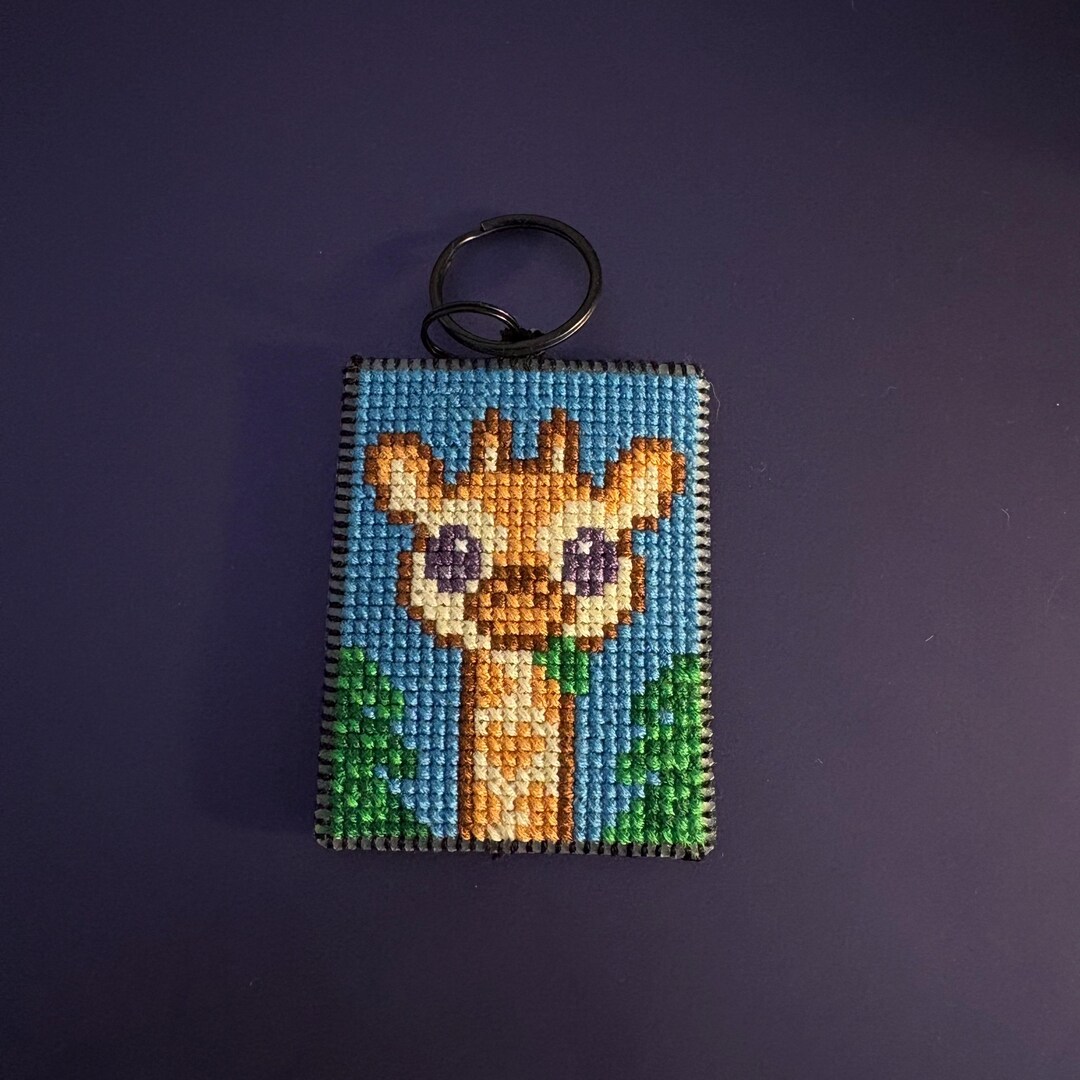 Giraffe Double Sided Cross Stitch Keychain - Etsy