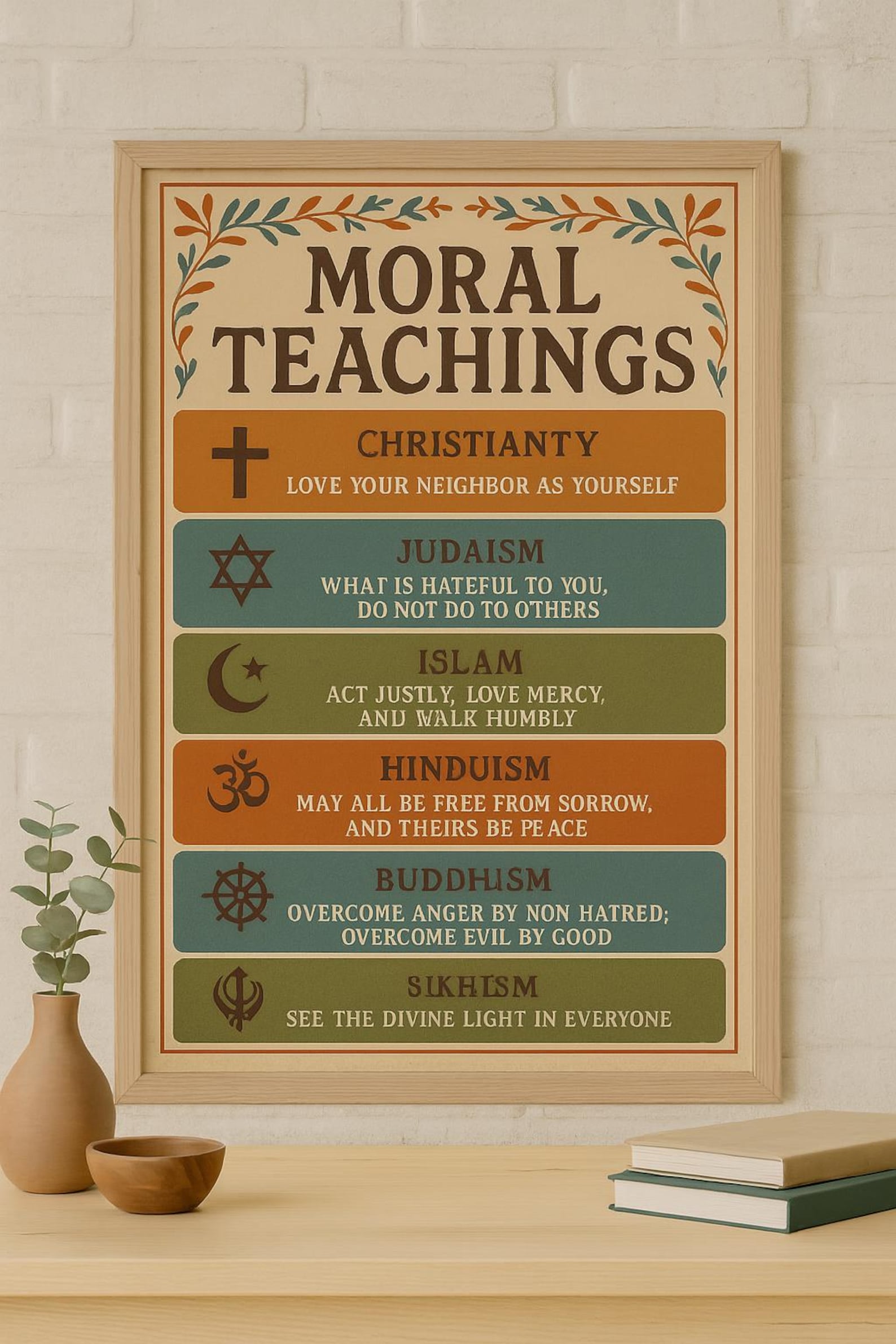 World Religions Moral Teachings Poster | 16x20 Printable | Inclusive ...