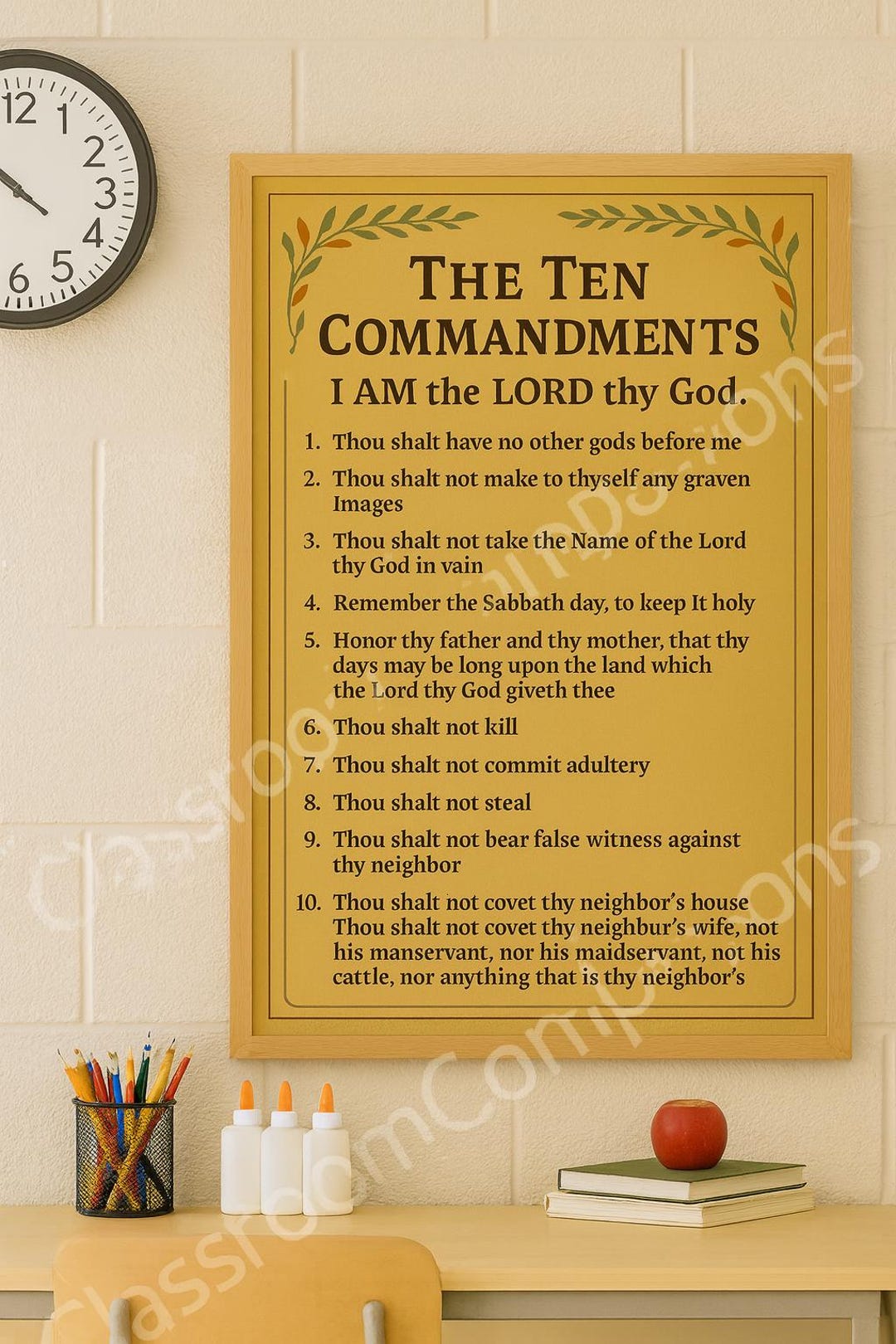 The Ten Commandments Poster – 16x20 Printable Christian Classroom Decor ...