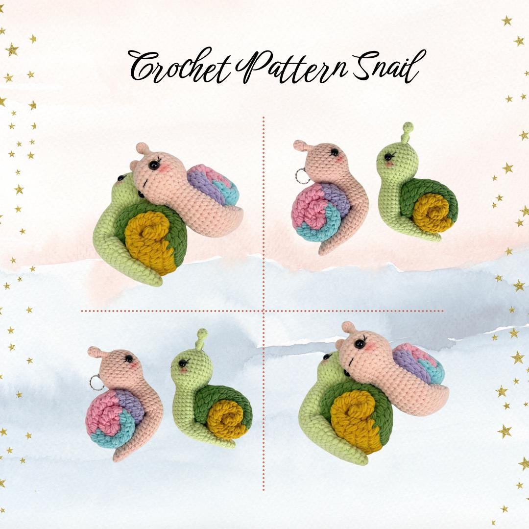 Snail Crochet Pattern PDF Bundle, 2in1 Amigurumi Snail Keychain Plush ...