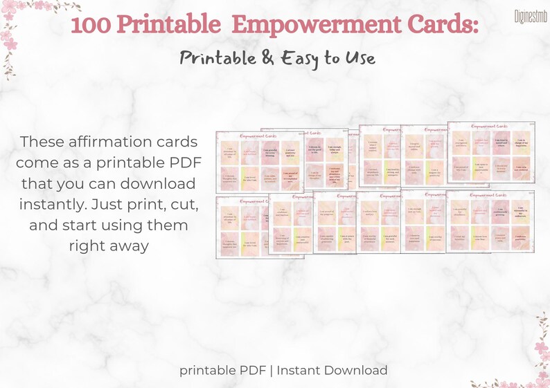 Printable Empowerment + Affirmation Card Deck – 100 Instantly ...