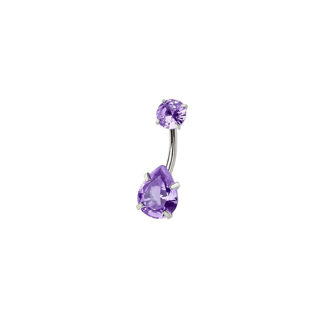 Purple Teardrop Marquise Belly Button Clicker Ring - Navel Ring - 316L ...