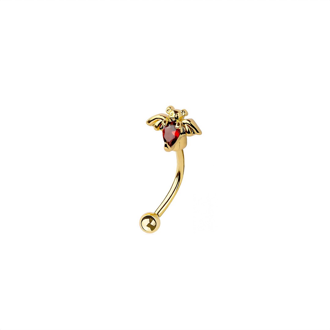 Bat Curved Barbell - Rook Earring - Eyebrow Ring -daith Earring -dangle ...