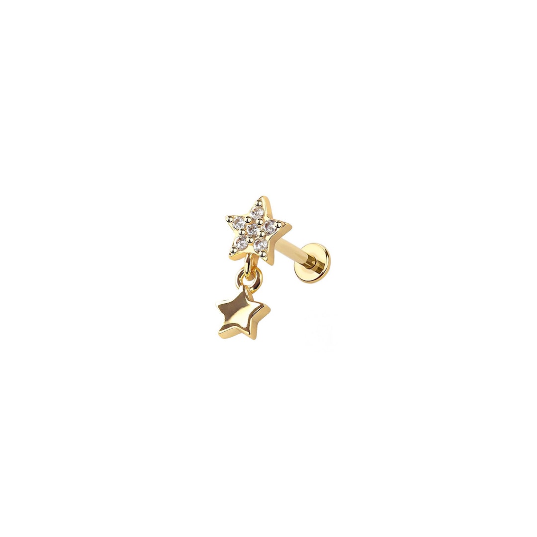 Micro Star Threadless Labret – 316L Surgical Steel Push-in Flat Back ...