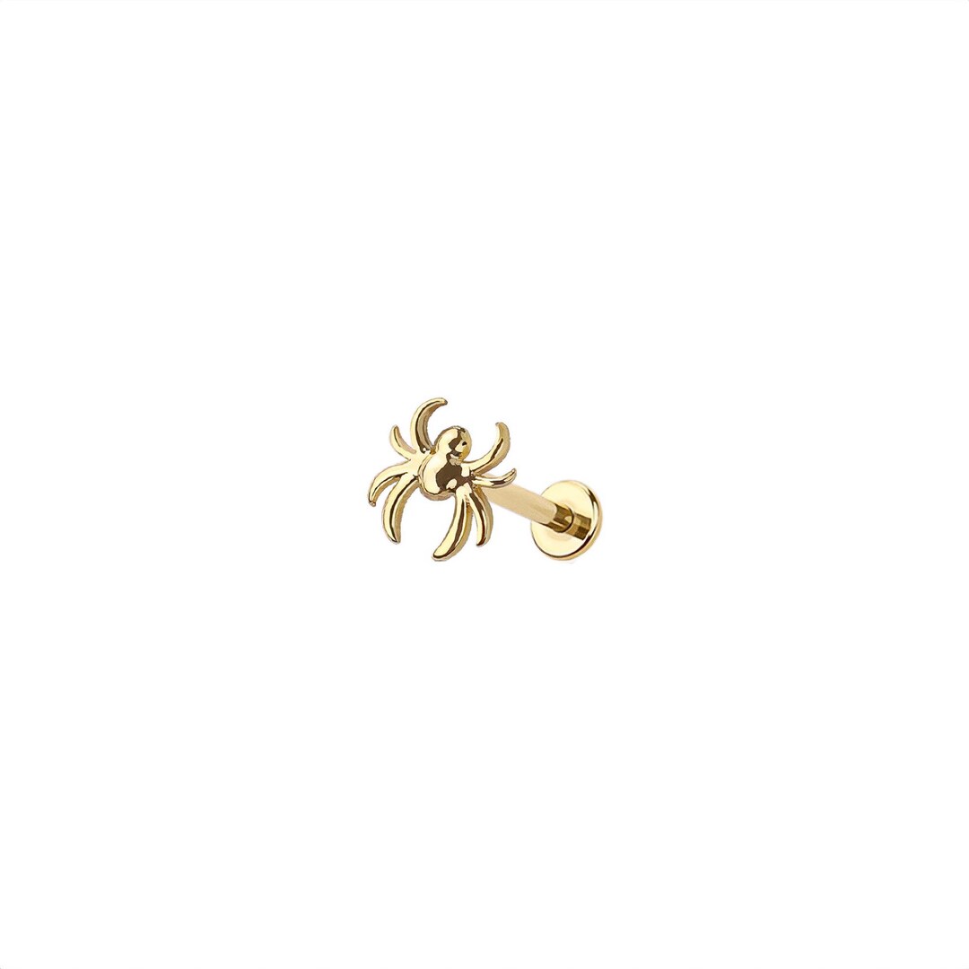 Micro Spider Threadless Labret – 316L Surgical Steel Push-in Flat Back ...