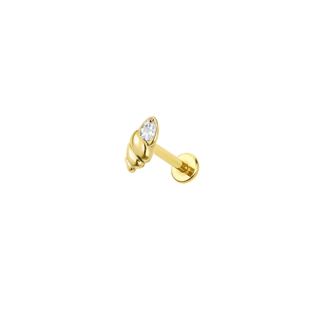 Micro Sea Shell Threadless Labret – 316L Surgical Steel Push-in Flat ...