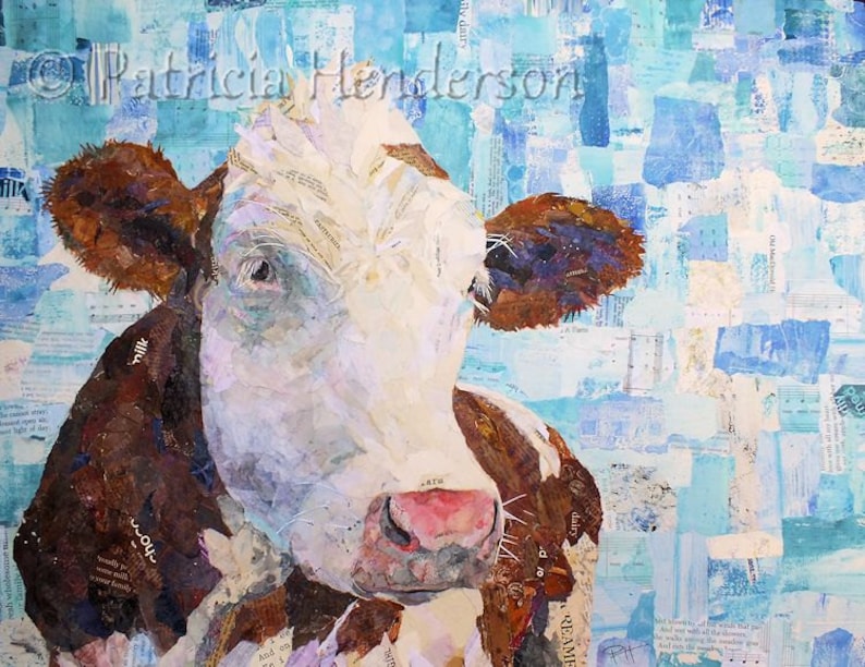 LACTOSE TOLERANT Original Collage Cow Painting 18 X 24 on Gallery ...