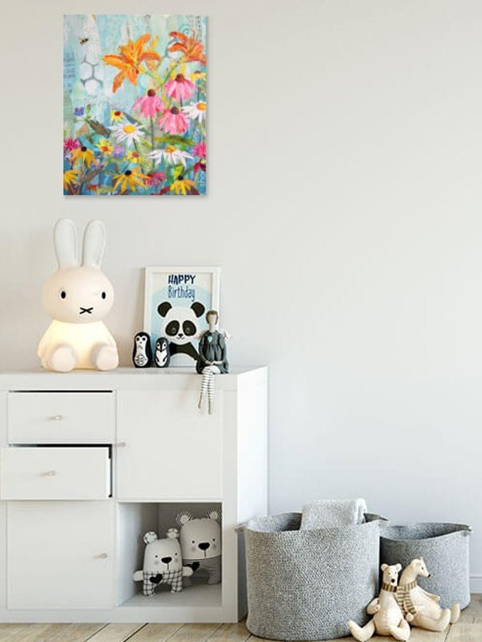 SWEET SUMMER Original Paper Collage FLORAL Painting 14" X 11" on ...